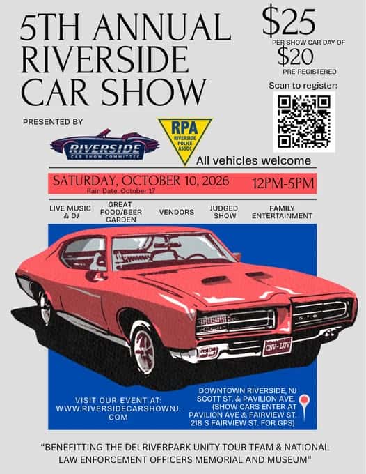 5th Annual Riverside Car Show – Riverside, NJ | CarCruiseFinder