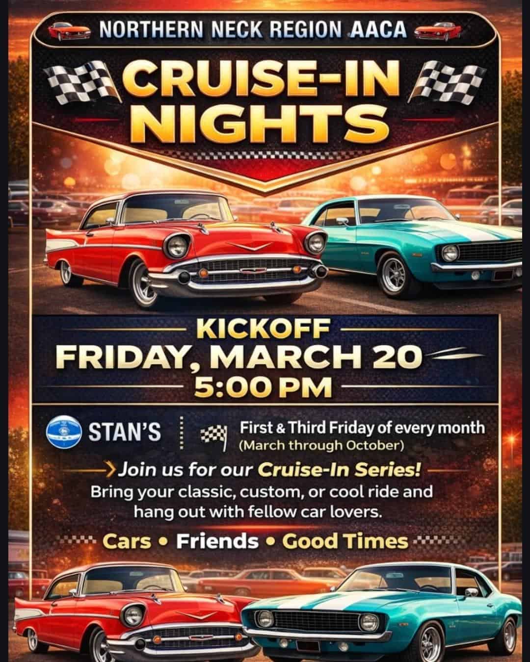 Northern Neck Region AACA Cruise-In Nights – Montross, VA | CarCruiseFinder