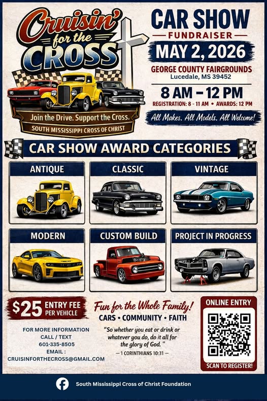 Cruisin' for the Cross Car Show Fundraiser – Lucedale, MS | CarCruiseFinder