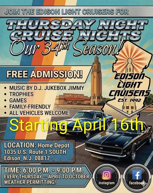 Edison Light Cruisers Thursday Night Cruise Nights Our 34th Season ...