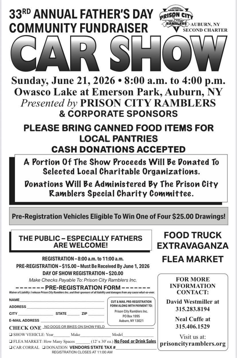 33rd Annual Father's Day Community Fundraiser Car Show – Auburn, NY ...
