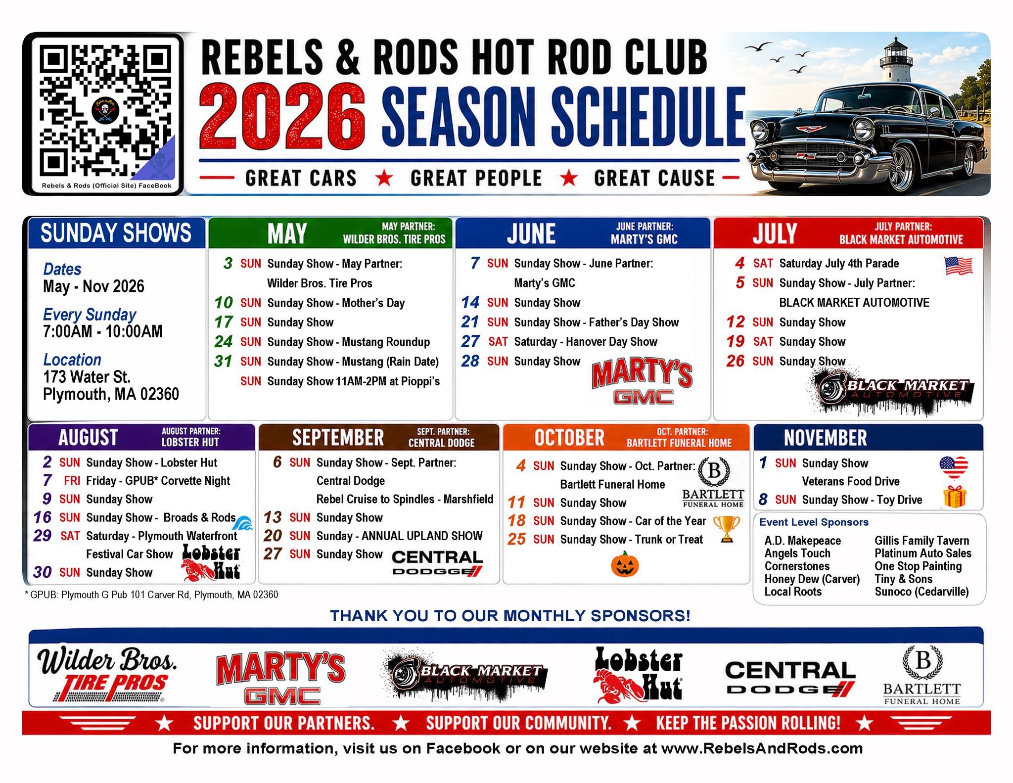 Rebels & Rods Hot Rod Club Sunday Car Show – Plymouth, MA | CarCruiseFinder