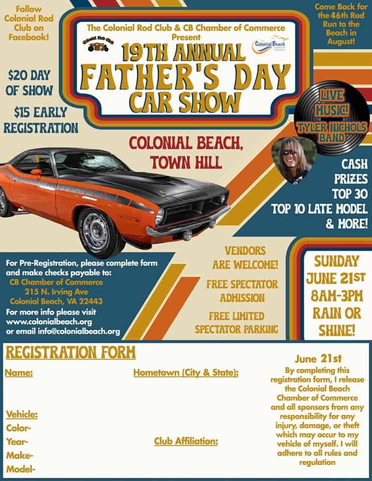 19th Annual Colonial Beach Father's Day Car Show – Colonial Beach, VA ...