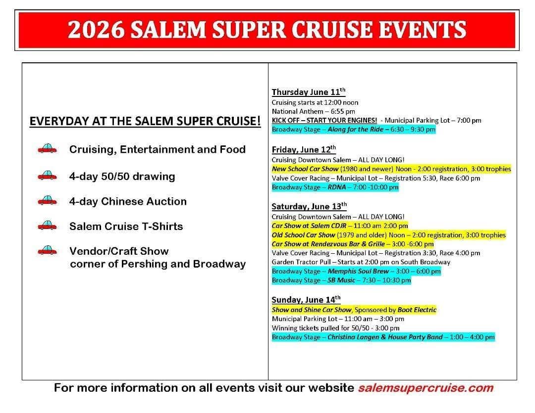 2026 Salem Super Cruise Friday – Salem, OH | CarCruiseFinder