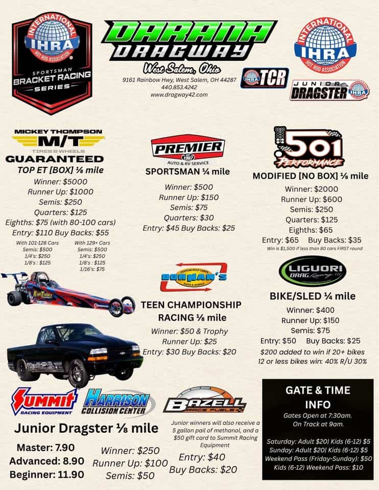 Dragway 42 IHRA Super Series Points Race 3 & 4 – West Salem, OH ...