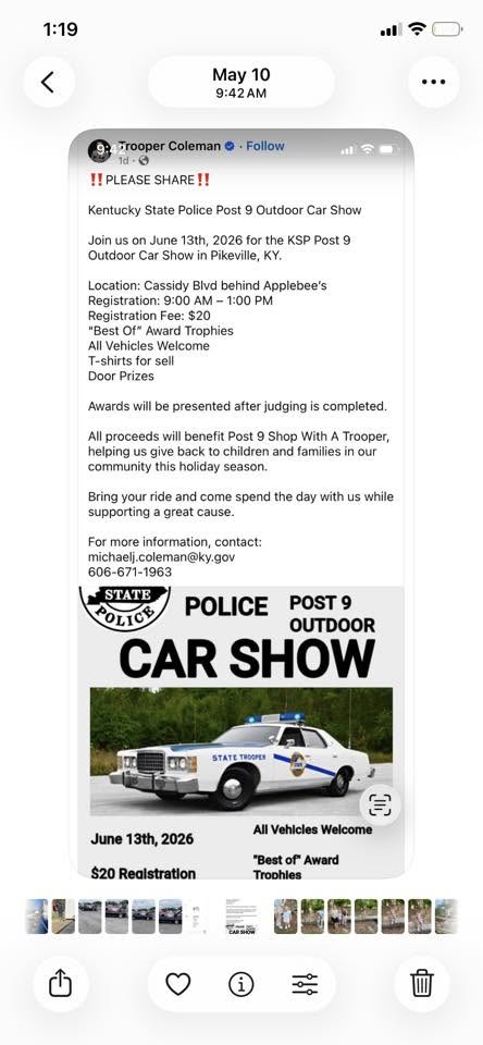 Kentucky State Police Post 9 Outdoor Car Show – Pikeville, KY ...