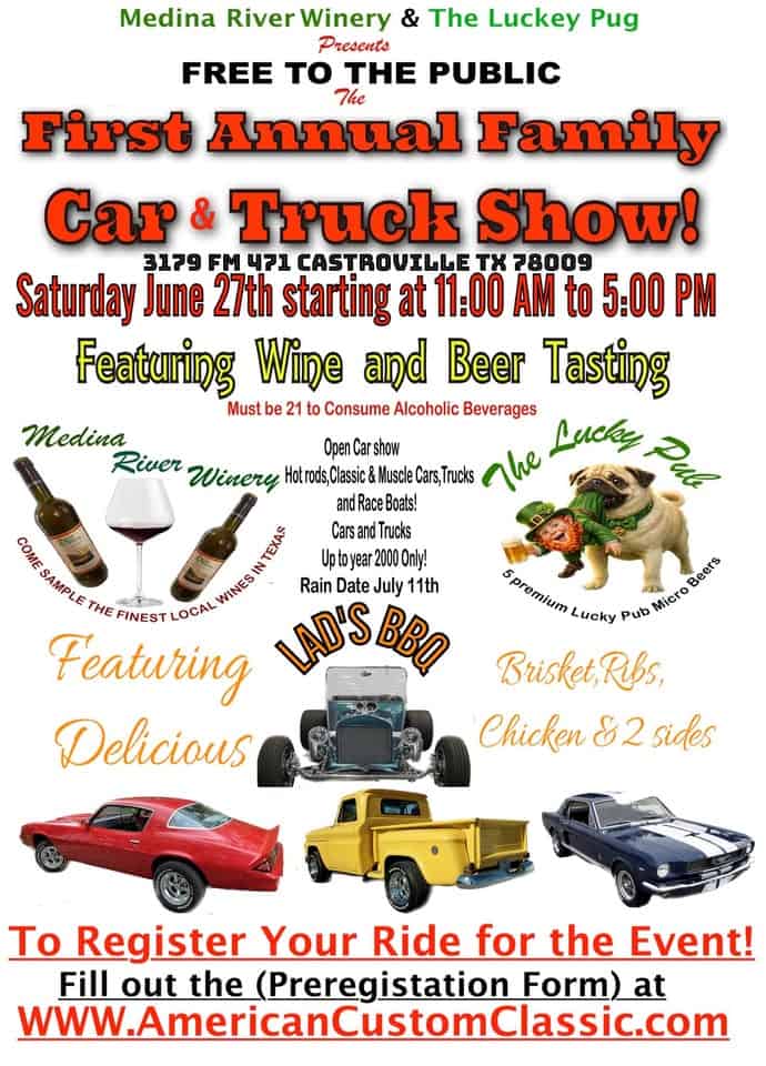 Medina River Winery First Annual Family Car & Truck Show – Castroville ...