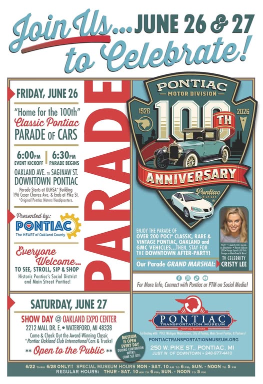 Pontiac Motor Division 100th Anniversary Parade Of Cars – Pontiac, MI ...