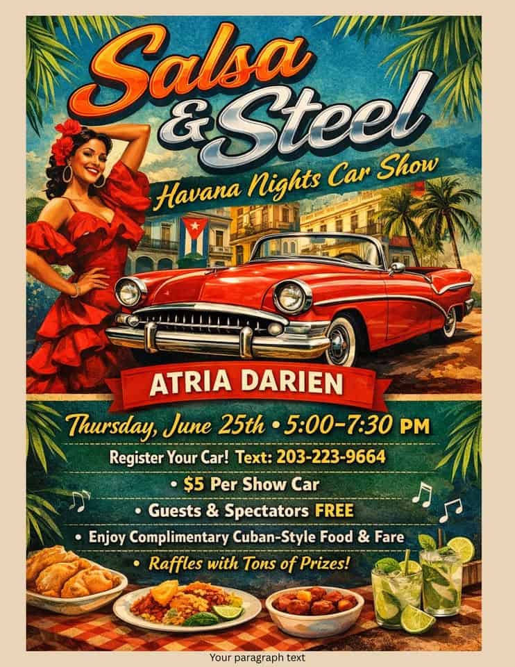 Salsa & Steel Havana Nights Car Show at Atria Darien – Darien, CT ...