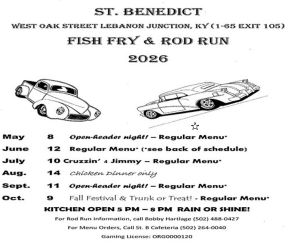 St. Benedict Fish Fry & Rod Run 2026 – Lebanon Junction, KY ...