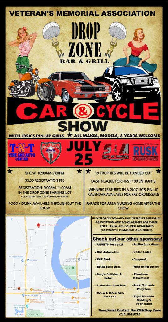 Veteran's Memorial Association Drop Zone Bar & Grill Car & Cycle Show ...
