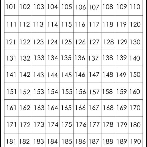 Printable 101 To 200 Chart