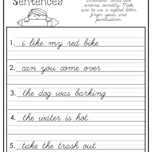 Cursive Writing Worksheets For 5th Grade