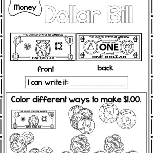dollar bill coloring pages for kids printable