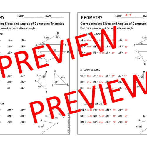 Congruent Triangle Worksheet