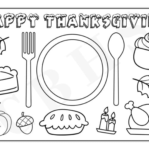 place setting coloring sheet