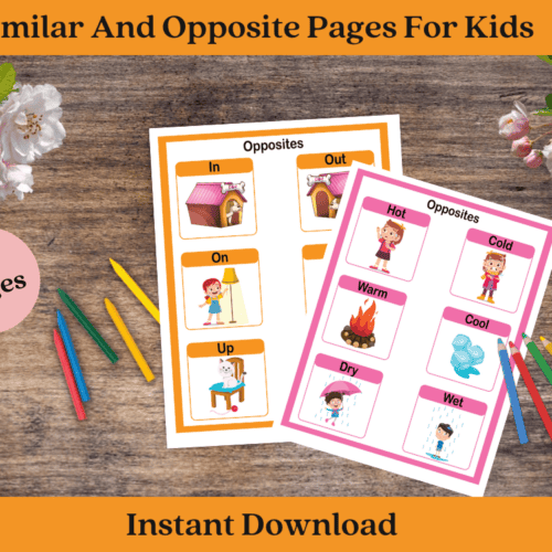 opposites for kids coloring pages