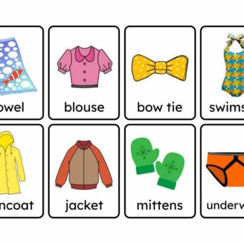 clothes flashcards printable