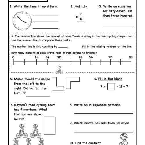 easy math test for grade 3