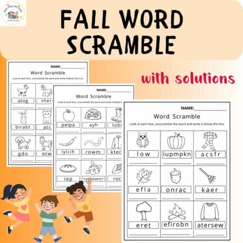 fall word scramble printable