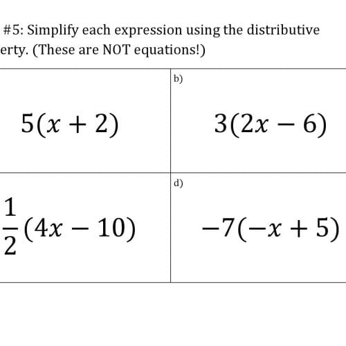 distributive property examples 8th grade