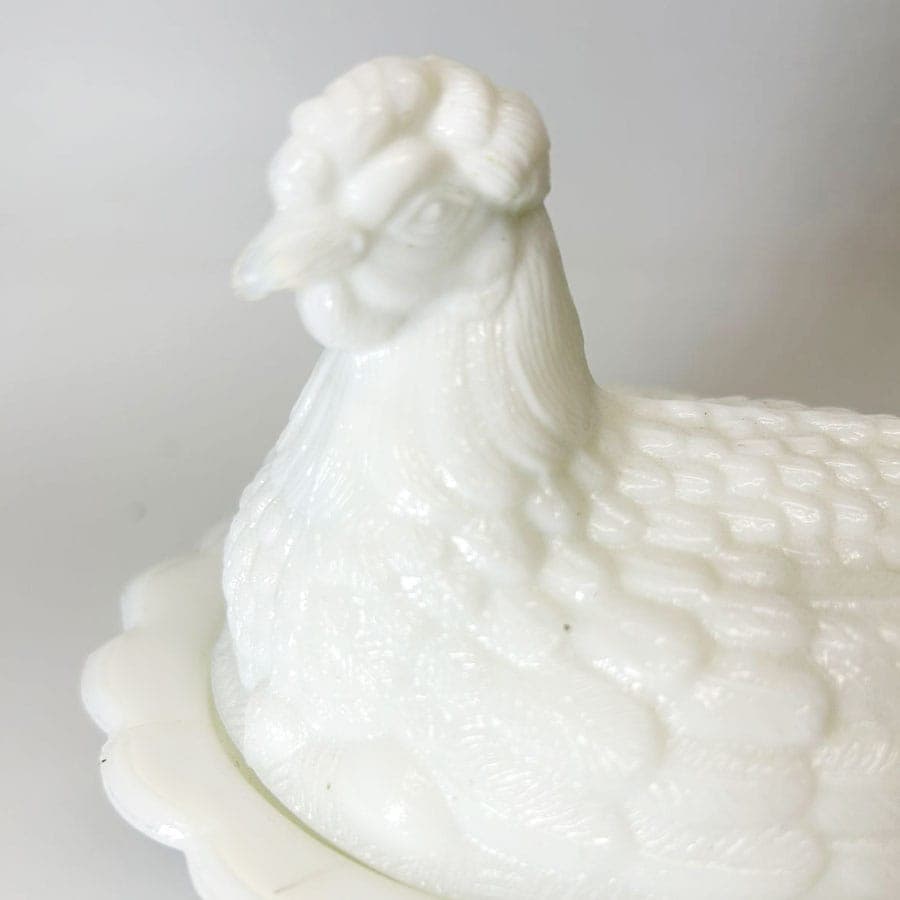 Milk Glass Hen On Nest C1940 - Clyde on 4th Antiques & Collectables