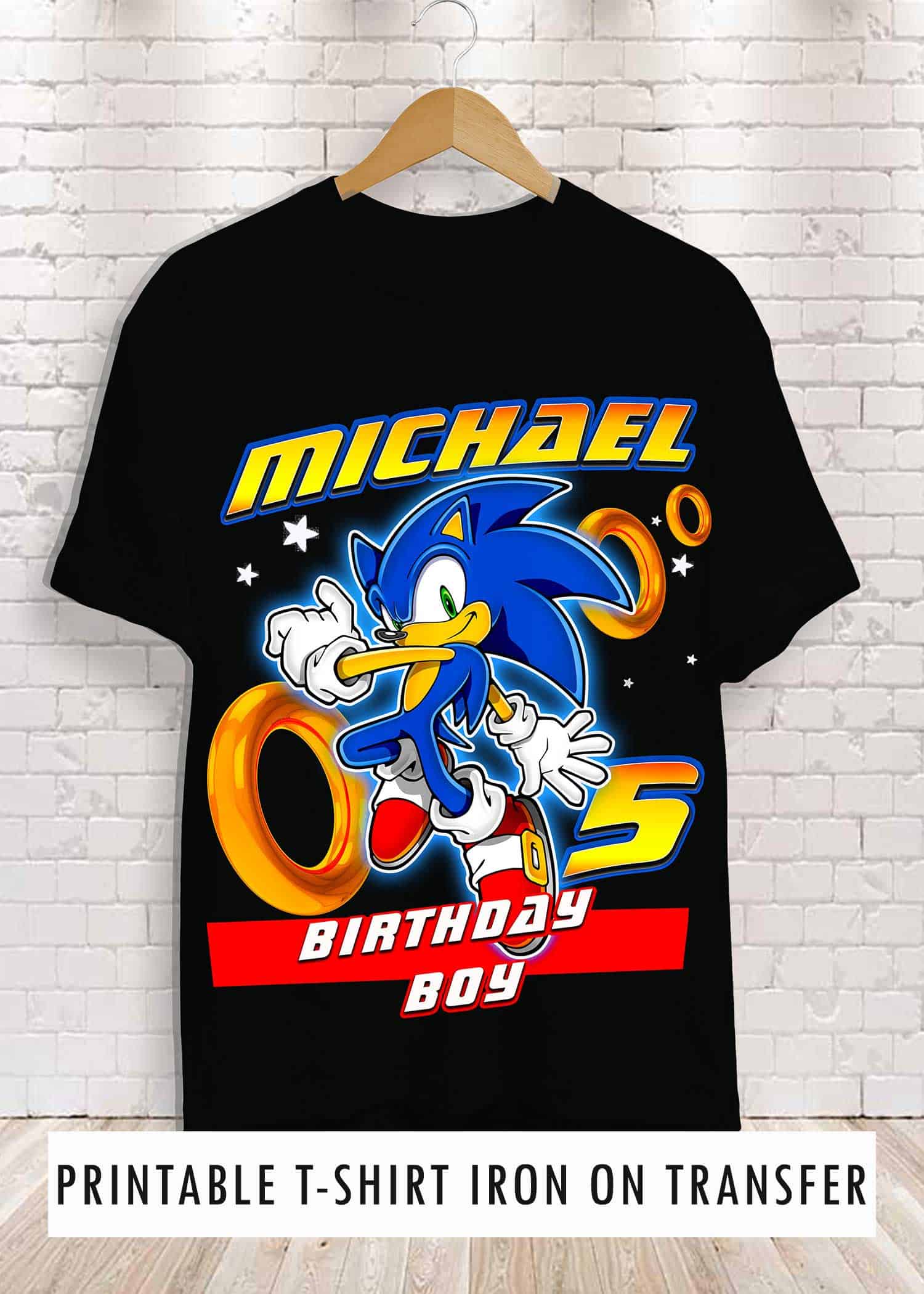 Sonic The Hedgehog Birthday Shirt Iron On Transfer | Personalized
