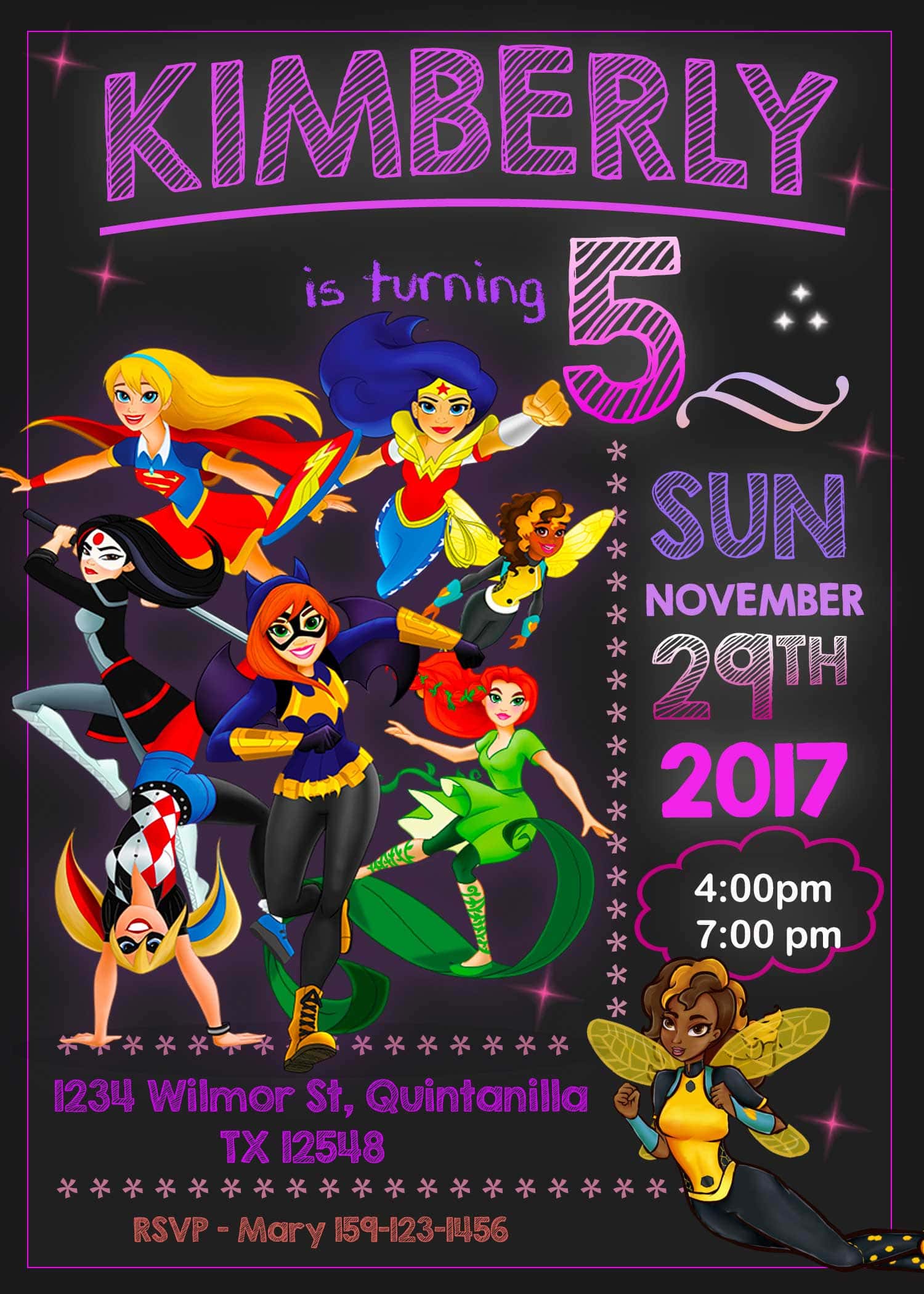 DC Super Hero Girls Birthday Invite | Fantastic Invitation