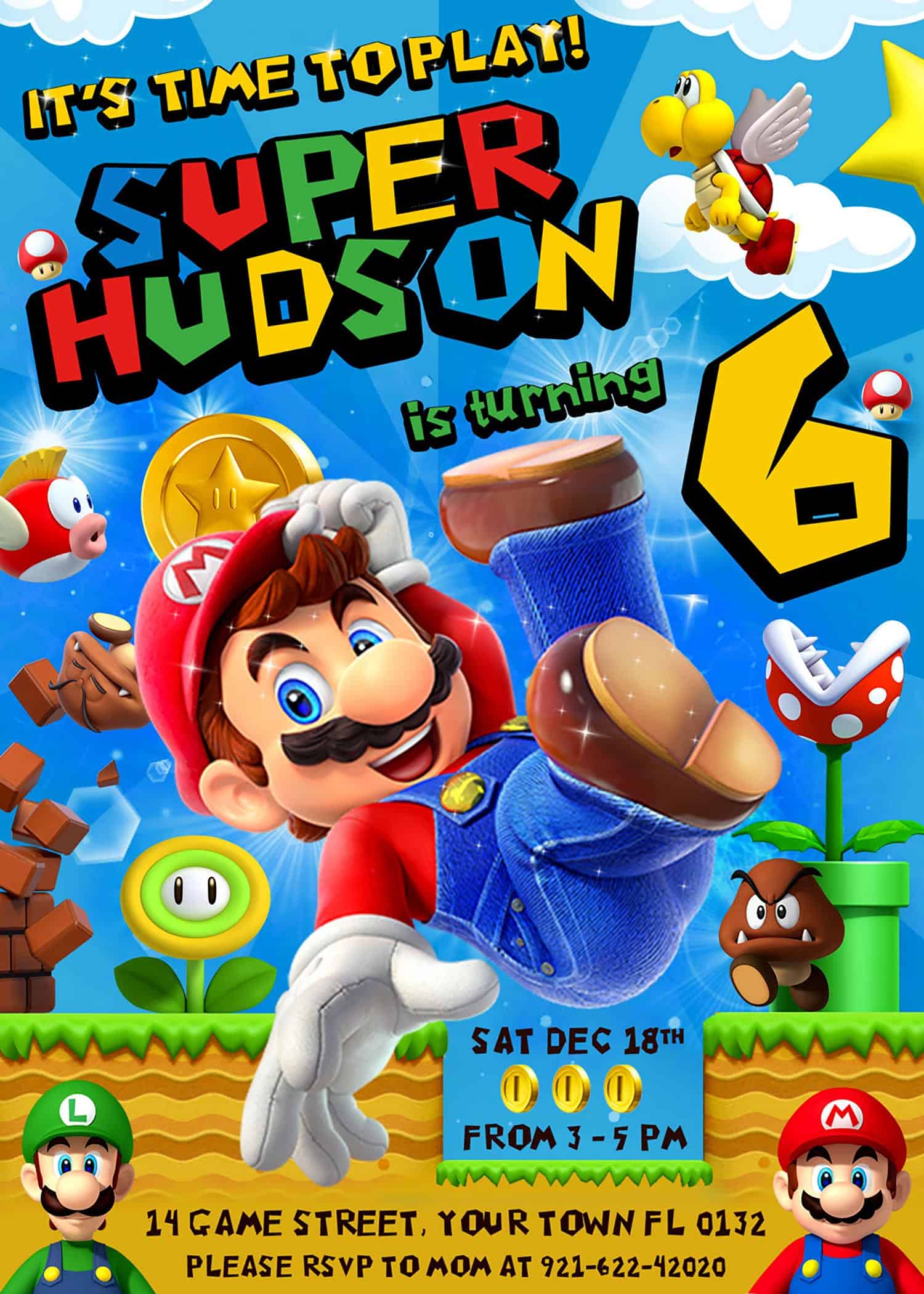 Super Mario Birthday Invite | Spectacular Invitation