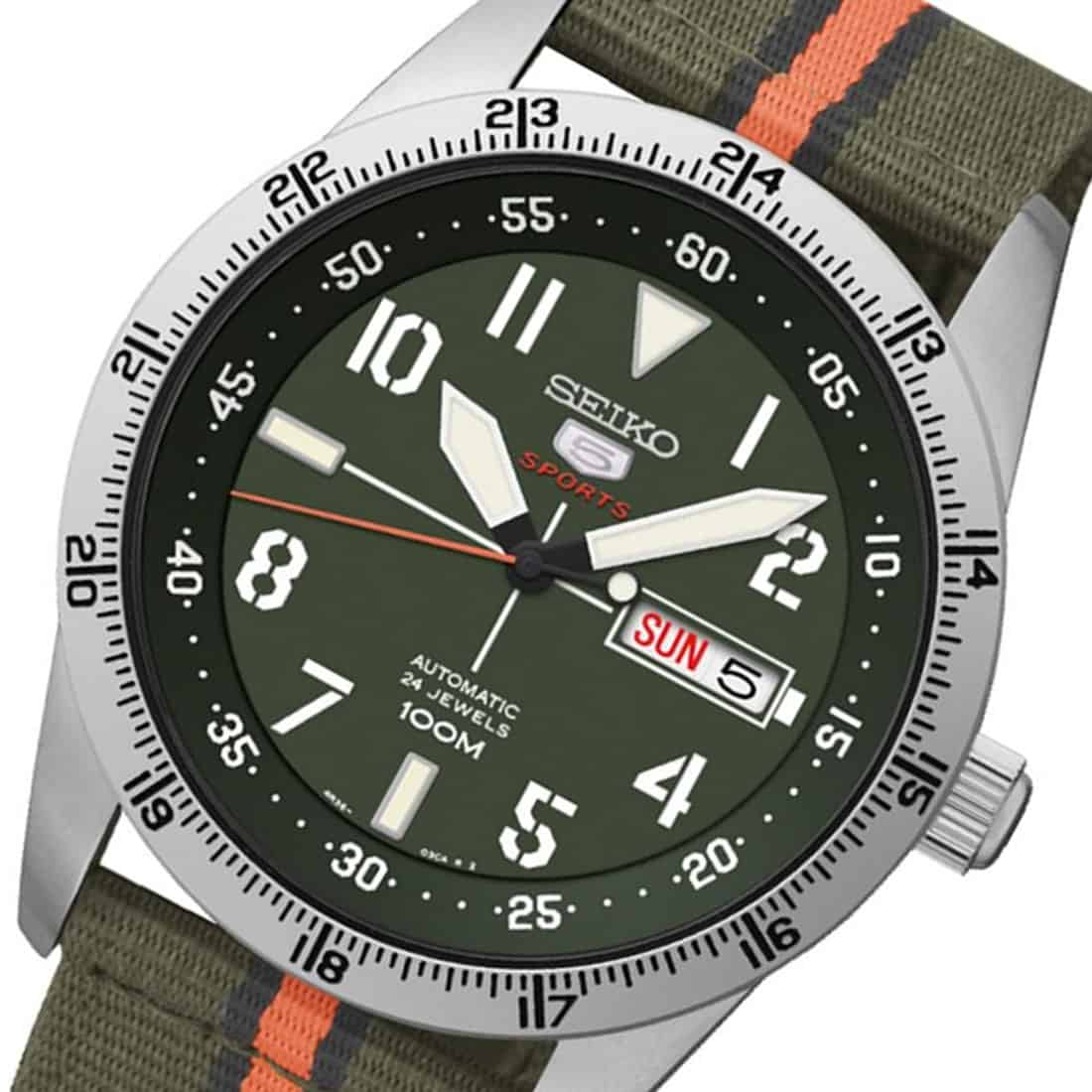 SEIKO 5 SPORTS SRP515 Military 4R36 Army Green Automatic Mens Watch ...