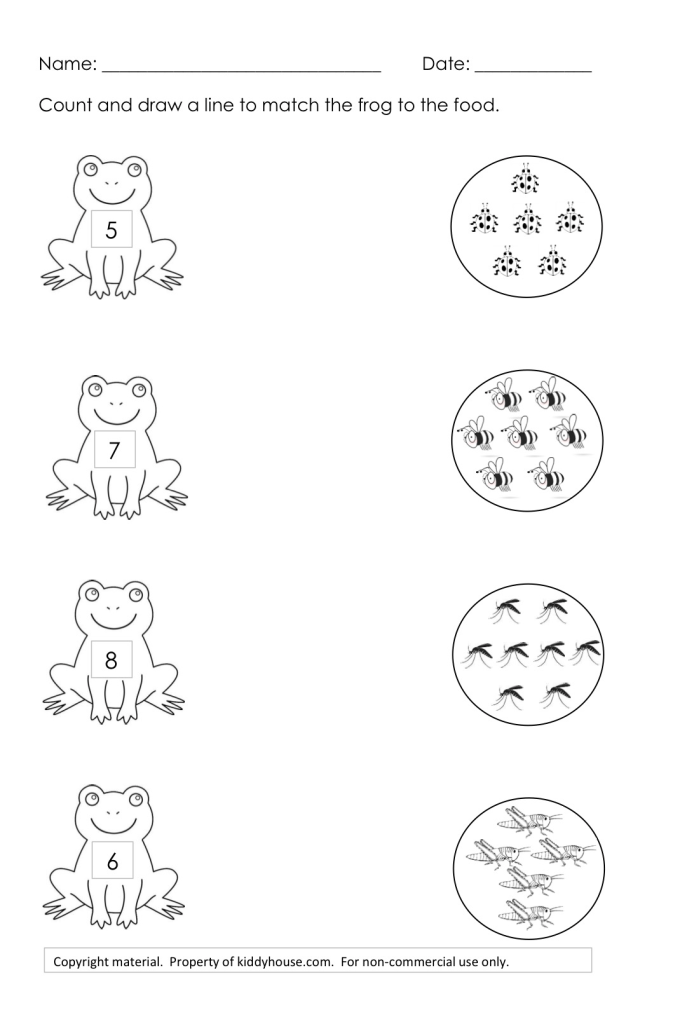 Numbers 6-10: Match the Frogs to their Foods | kiddyhouse.com