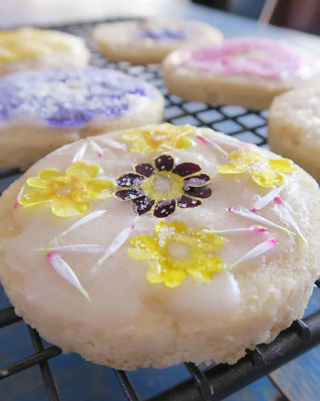 Simple recipe for edible flower biscuits and pressed flower cookies