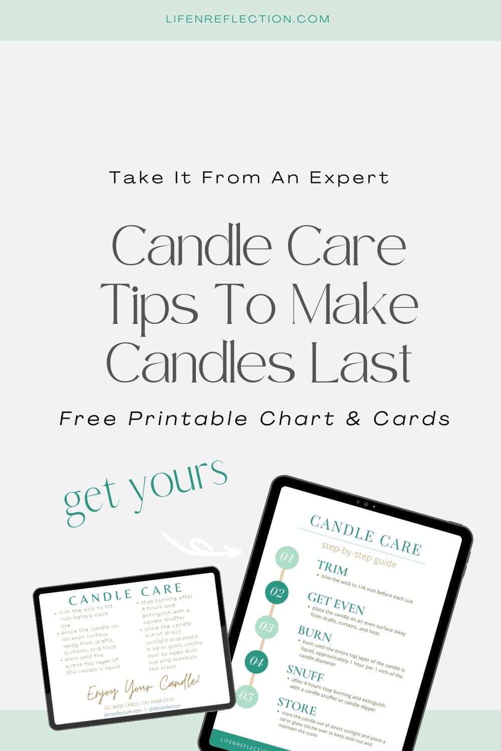 Candle Care Instructions and Printable Candle Care Cards