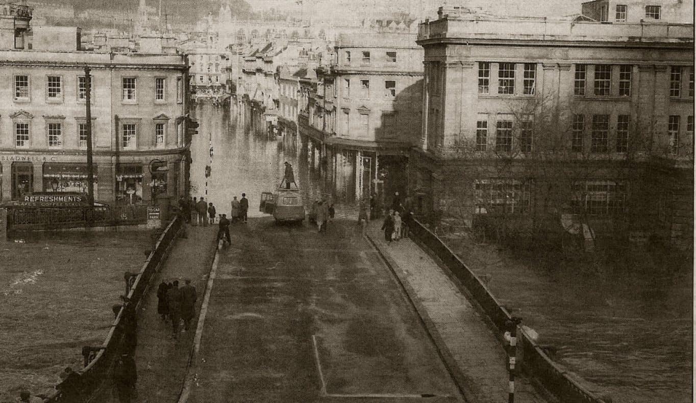Old photos of Bath - floods, streets and Bath from the air