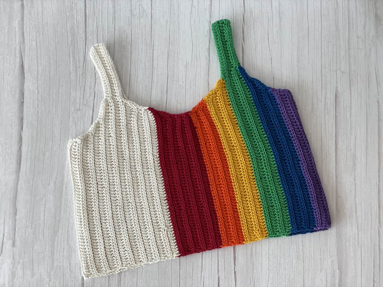 Rainbow Love Crop Top Free Crochet Pattern - Off the Beaten Hook