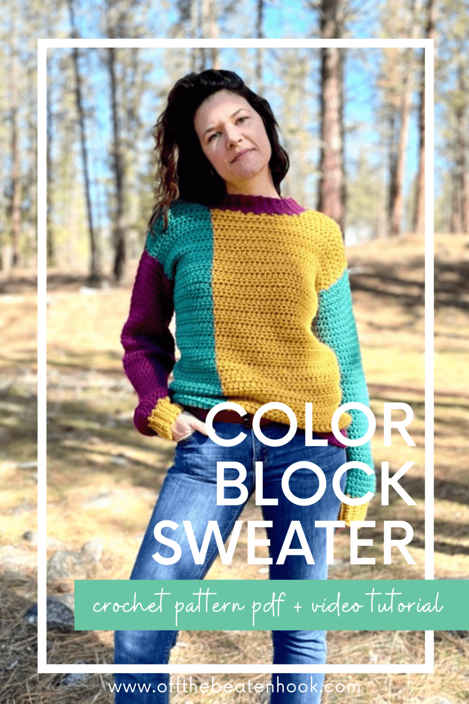 Bulky Crochet Sweater Pattern: Free Color Block Sweater + Video