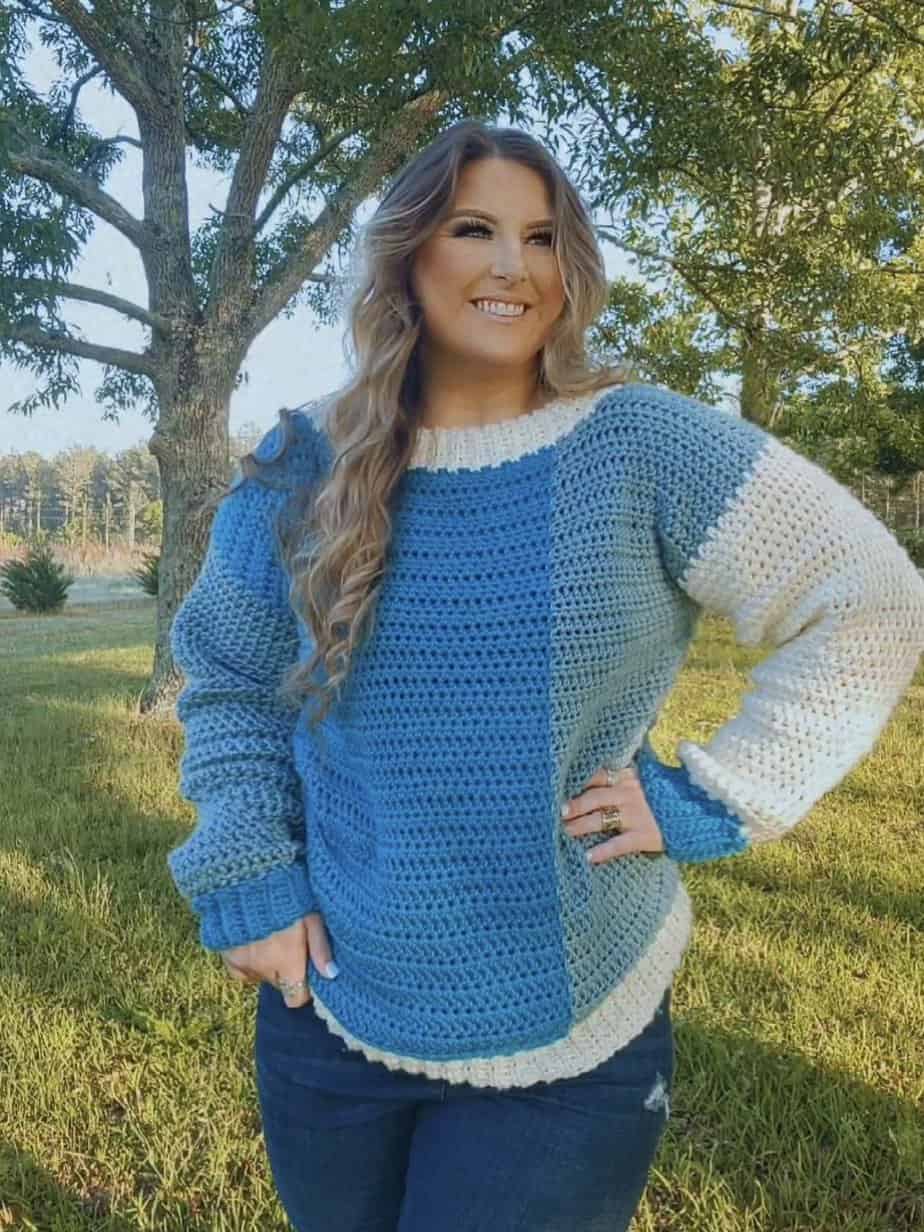 Color Block Sweater Crochet Pattern + Video Tutorial