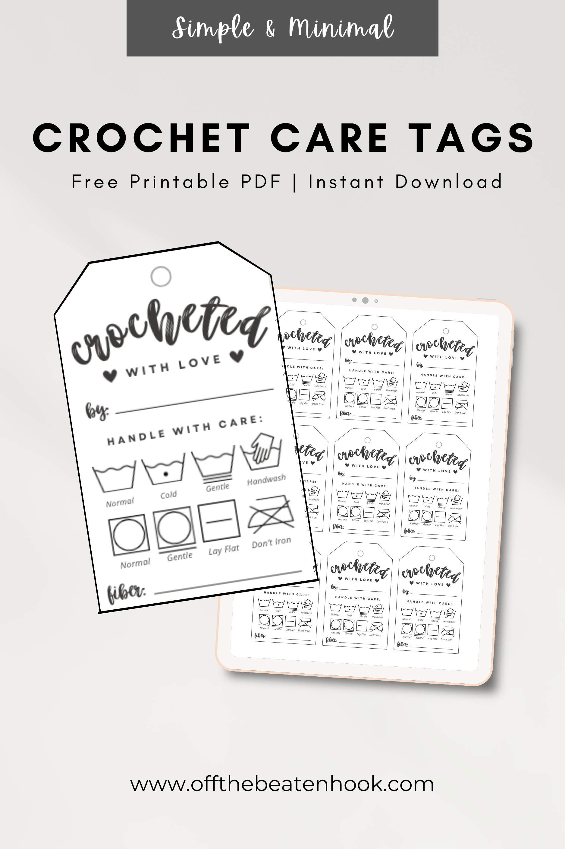 Crochet Care Tags: Free Printable Laundry Instructions