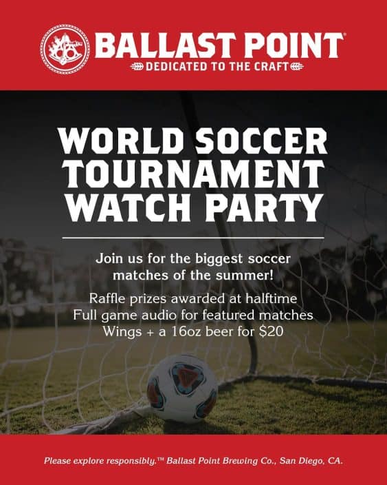 World Cup Watch Parties w/ Wings + a Beer for $20 (Ballast Point SF)