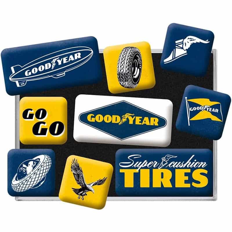 9pc Nostalgic Art Goodyear Logos Magnet Set