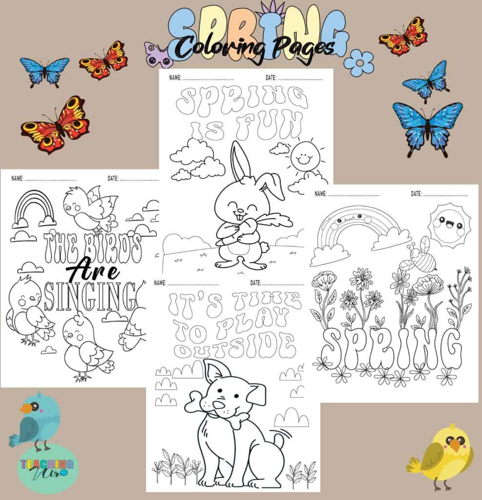 Spring Flowers & Sayings Coloring Sheets - 12 Designs-Spring Coloring ...
