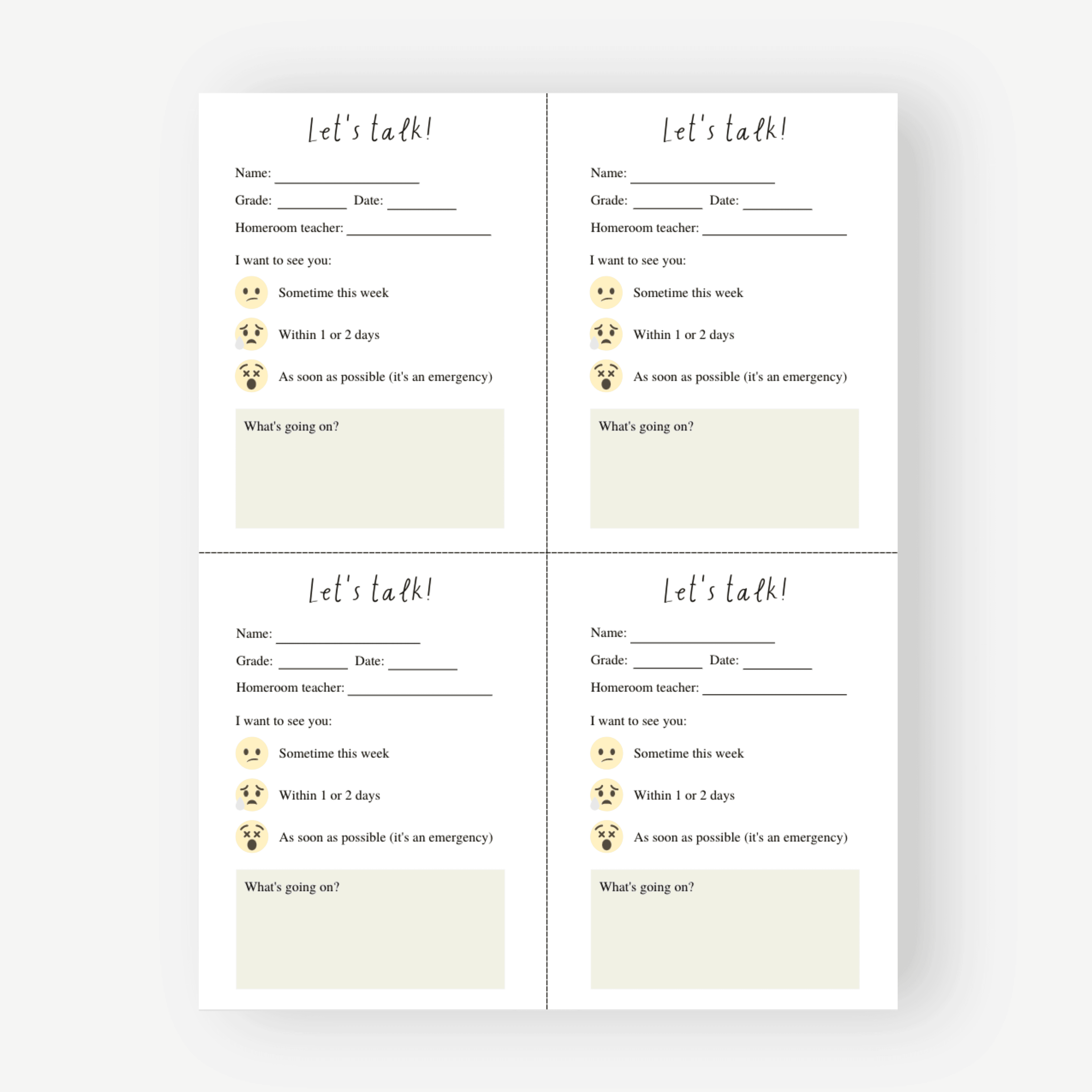 School Counseling Student Self Referral Forms, Counseling Request Cute ...