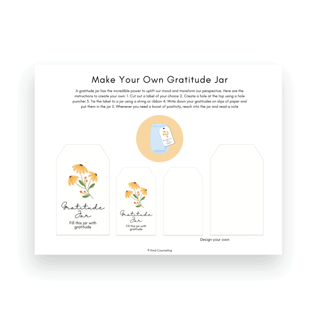 Gratitude Jar Tags, Slips, Worksheet | Cute Yellow Flower | School ...