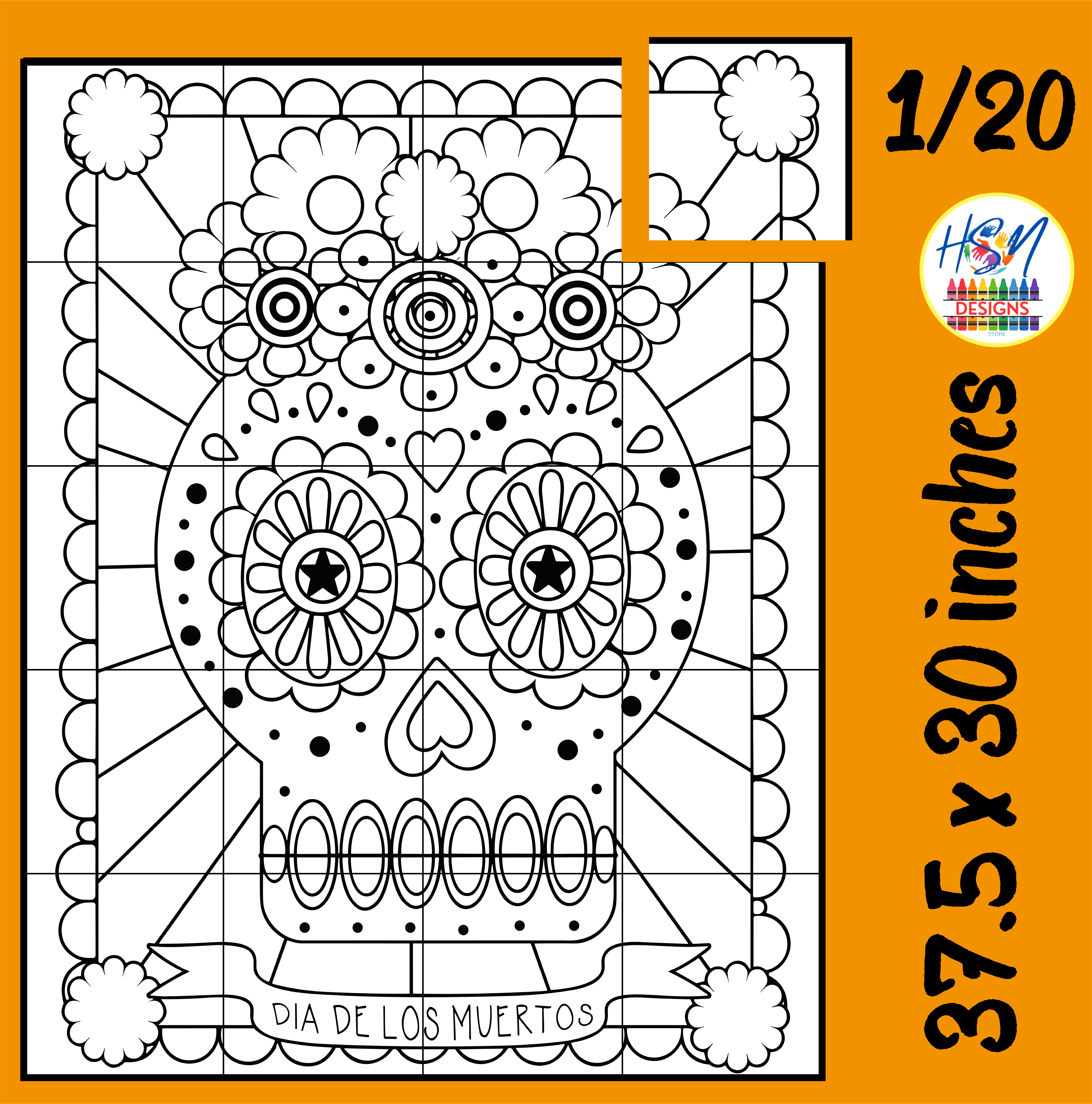 Day of the Dead Collaborative Poster - Sugar Skull Coloring (Día de los ...