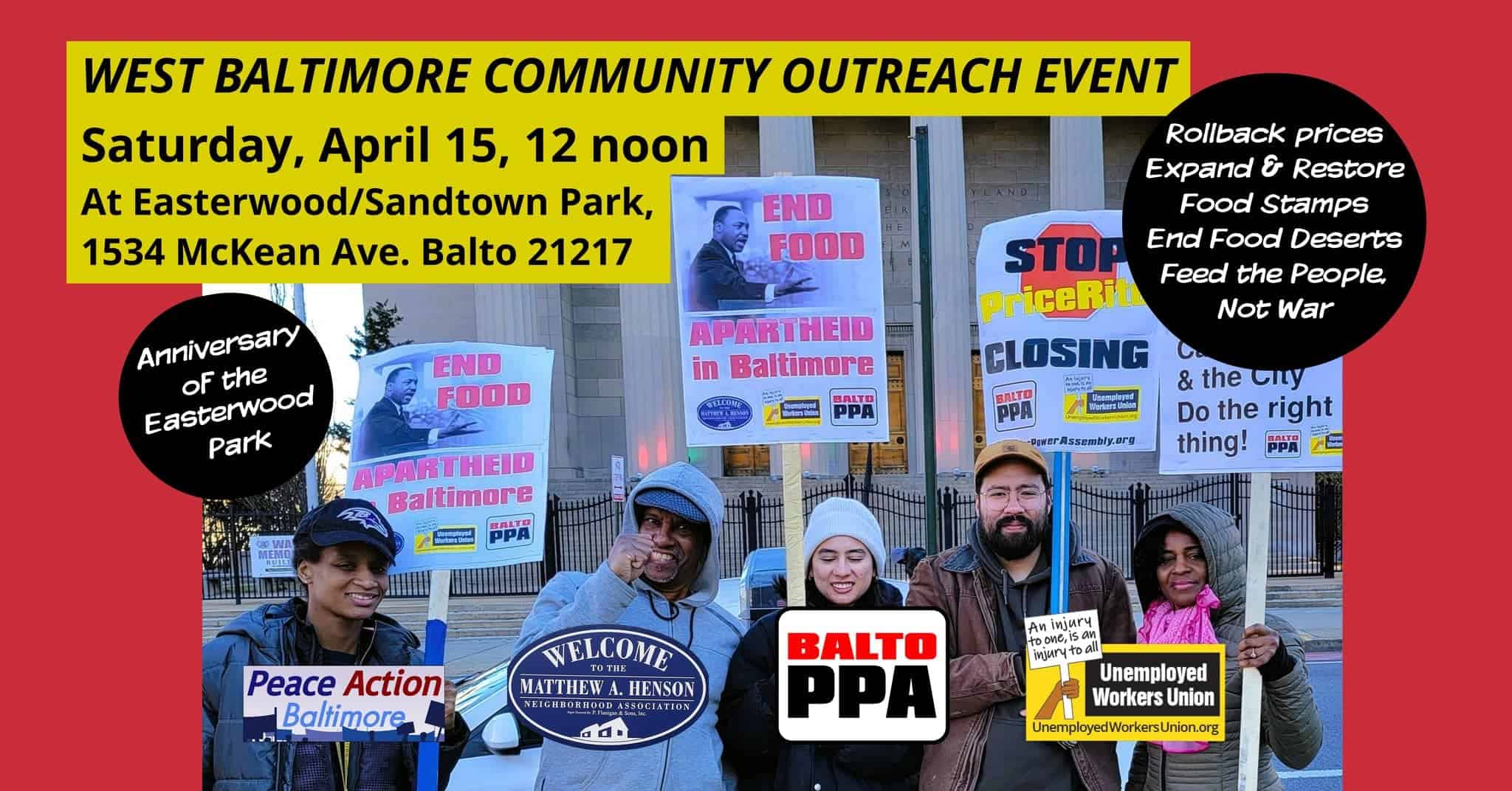 Baltimore Community Outreach Event – Food is a Right, April 15