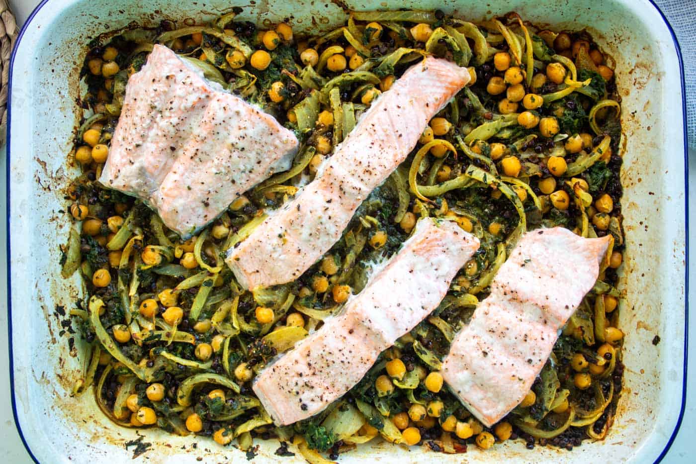 Oven Baked Indian Salmon - One Pan Meal