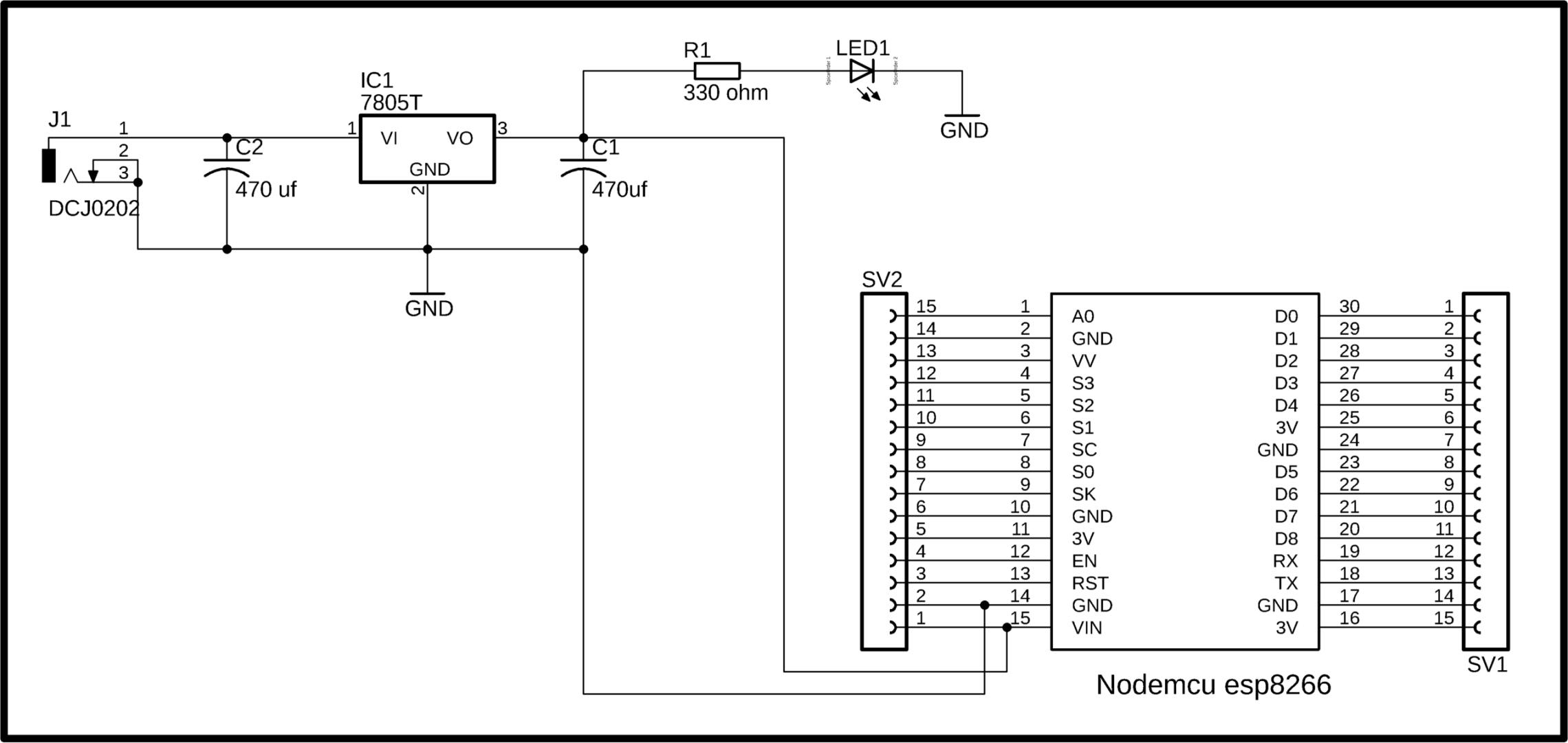 Power supply for Nodemcu esp8266 wifi module, circuit diagram