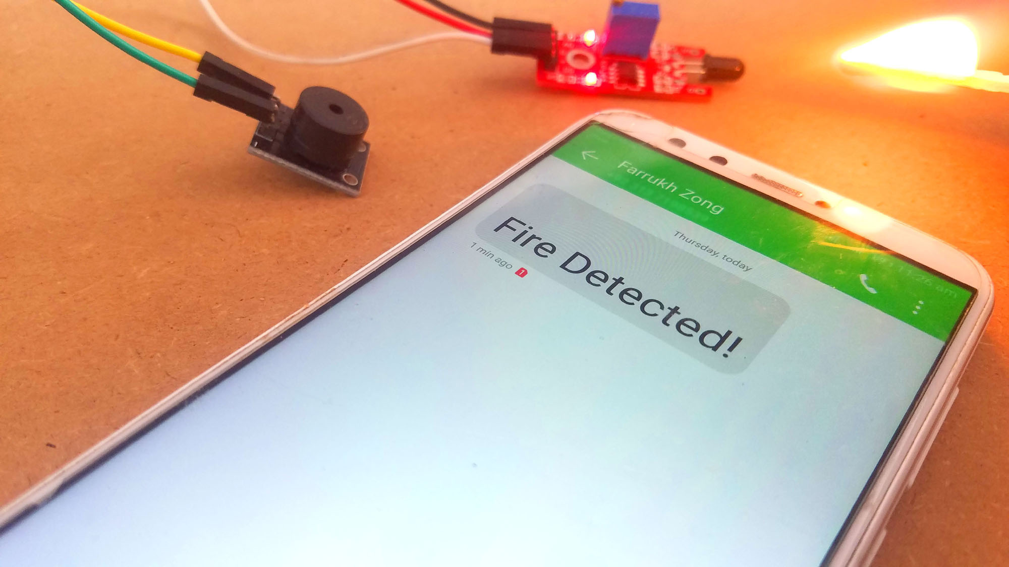 Arduino Fire Alarm System with GSM Alert Text Message & Buzzer