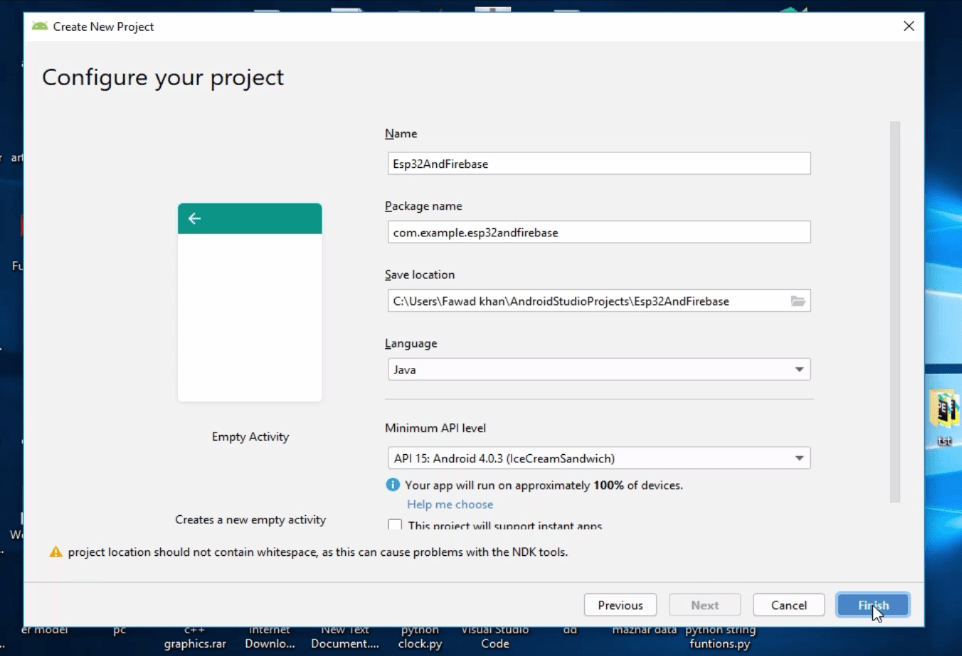 Firebase Android Application Designing using Android Studio, ESP32 DHT11