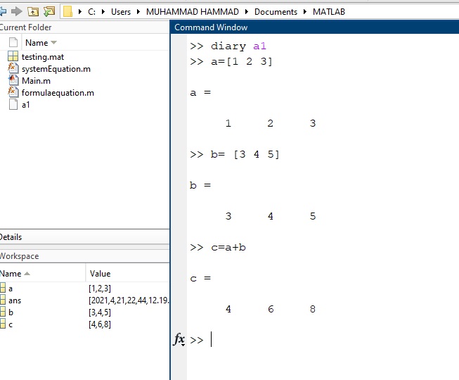 MATLAB Basic Commands and How to use them, explained with Examples